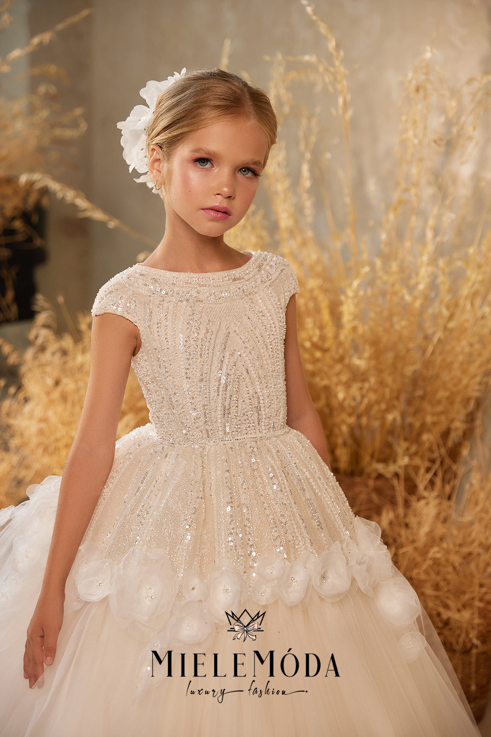 Ambretta Luxury Couture Flower Girl Dress - Miele Moda Luxury Fashion