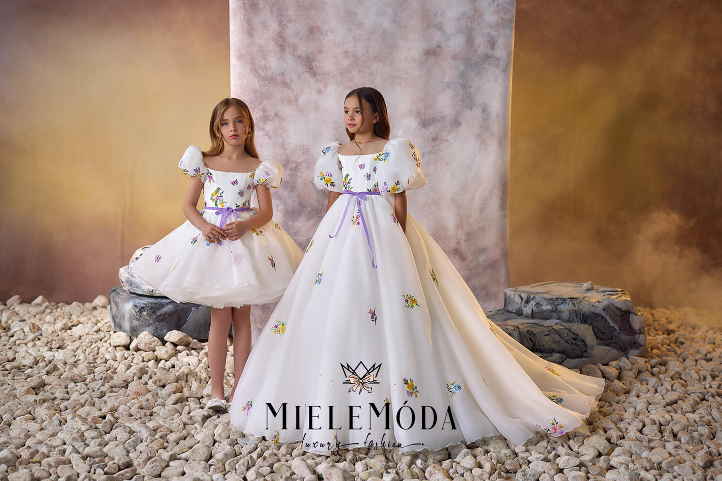Sunset Blossom Couture Flower Girl Dress - Miele Moda Luxury Fashion