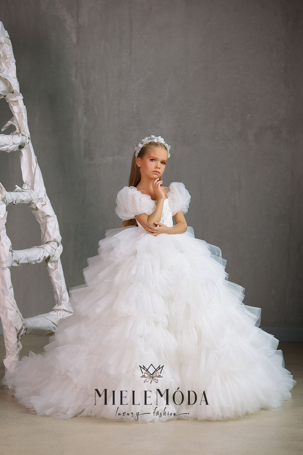 Jacie Luxury Flower Girl Communion Dress - Miele Moda Luxury Fashion